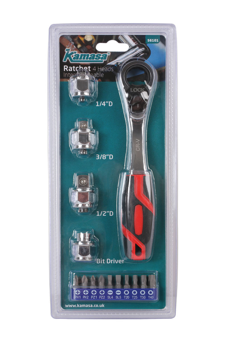 Ratchet with 4 Interchangeable Heads | Part No. 56101 | Part of the ...